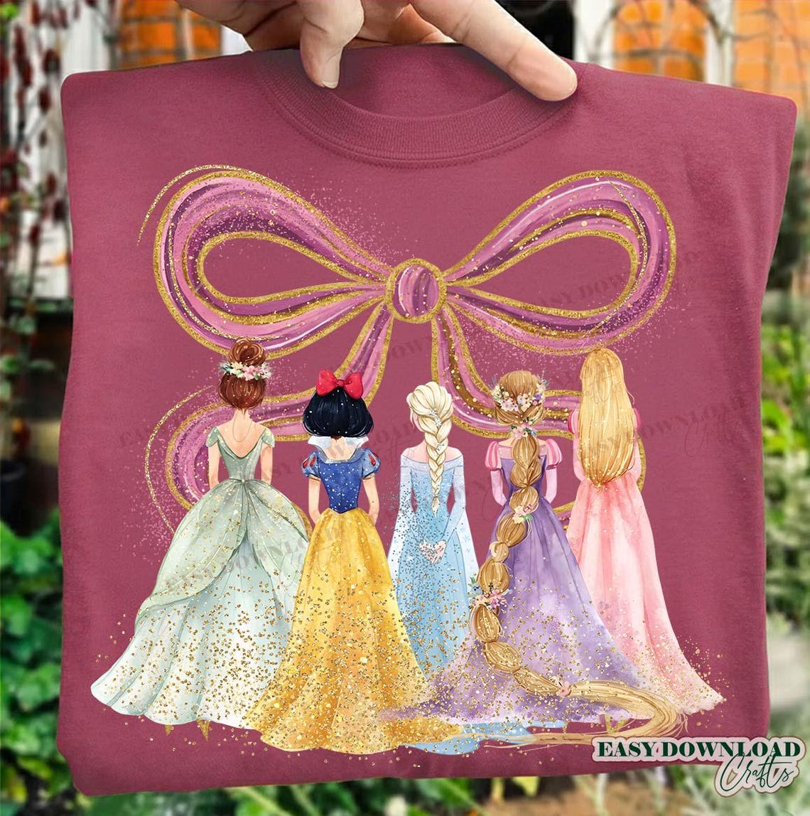 Watercolor Preppy Coquette Png, Princesses Coquette Bow Shirt Design ...