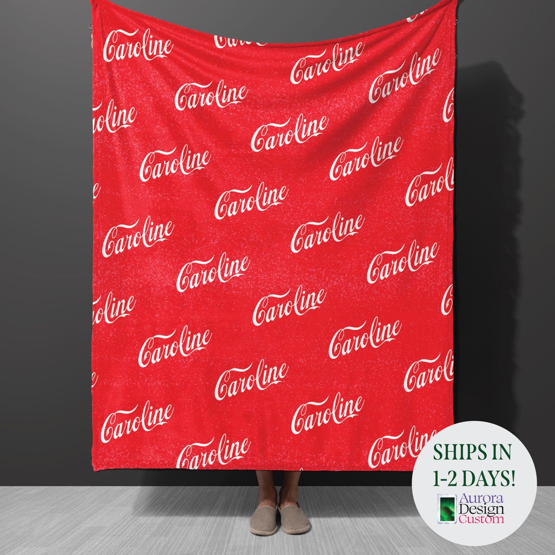 Personalized Cola Throw Blanket: Custom Name Coke-inspired Sherpa or ...