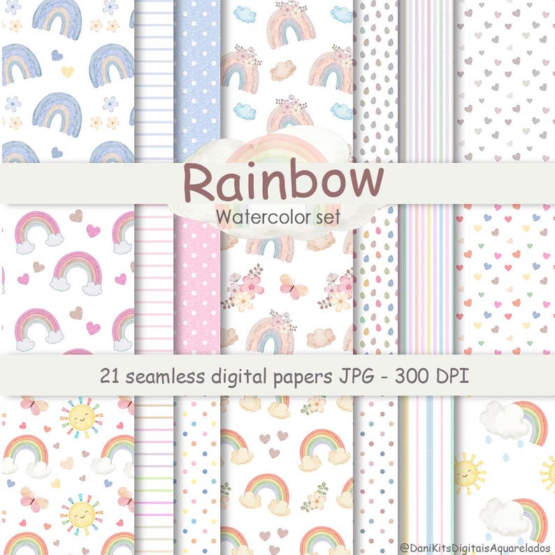 Watercolor Rainbow Clipart, Cute Rainbow PNG, Floral Rainbow, Children ...