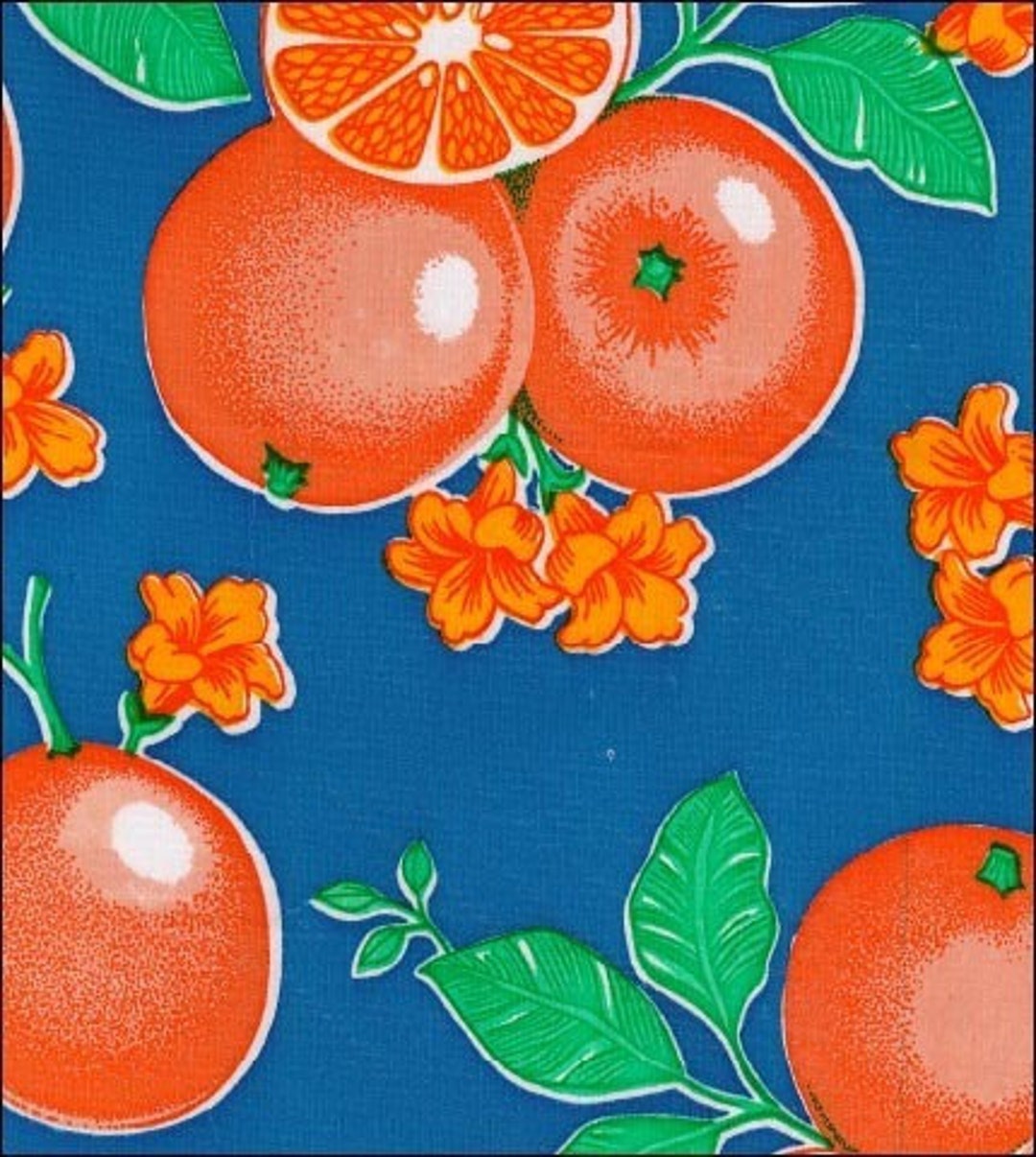 Oilcloth by the Yard Oranges Blue Oilcloth Fabric - Etsy