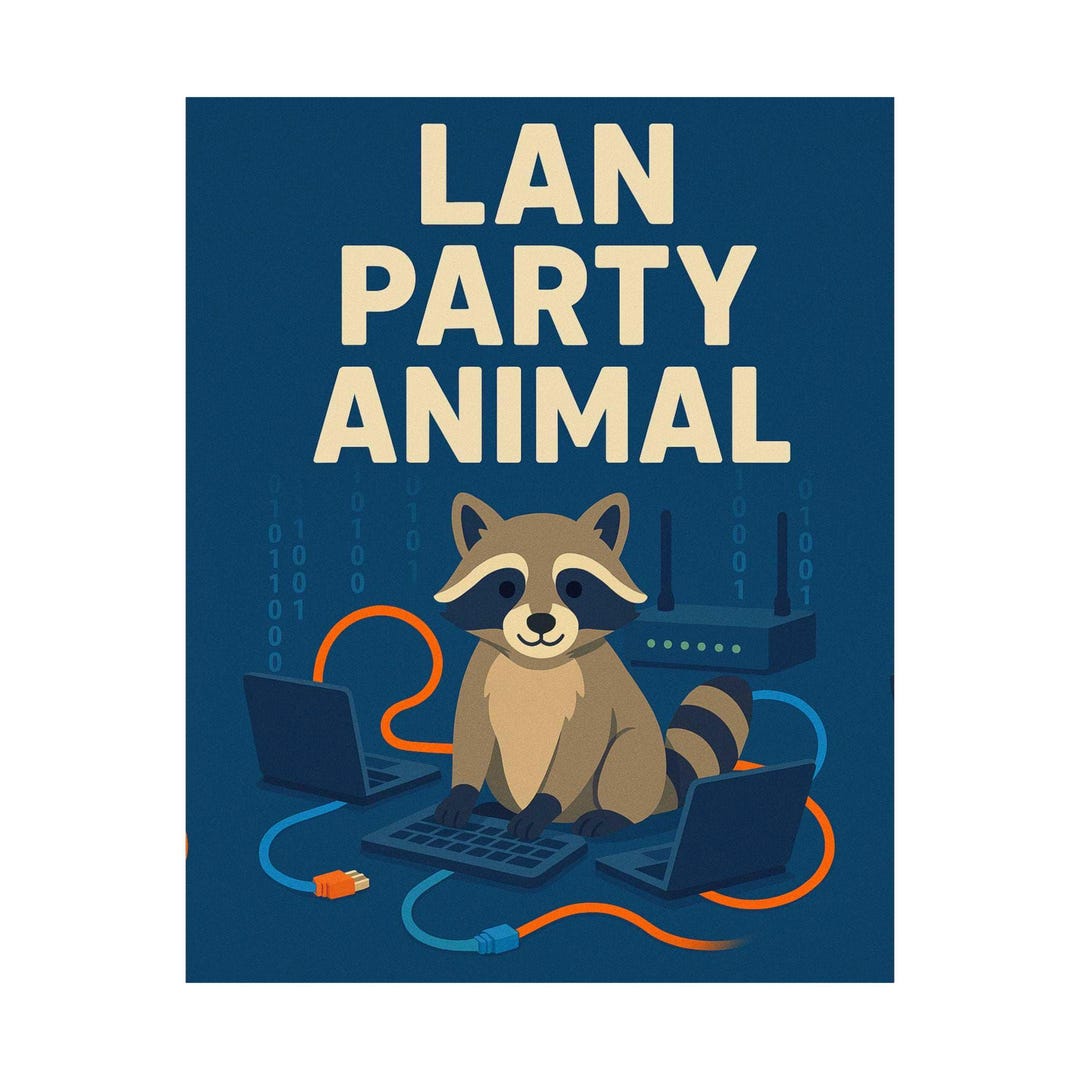 LAN Party Animal Matte Poster - Computer Repair Humor Wall Art ...