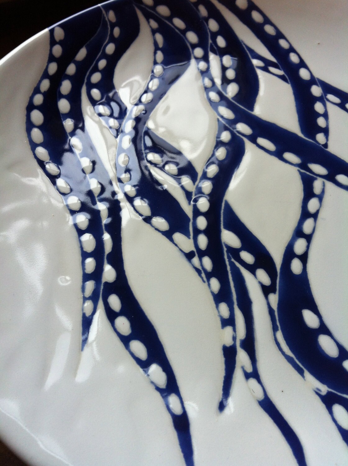 Navy Blue Octopus Decor, Round Ceramic Platter and Dinner Plate by ...