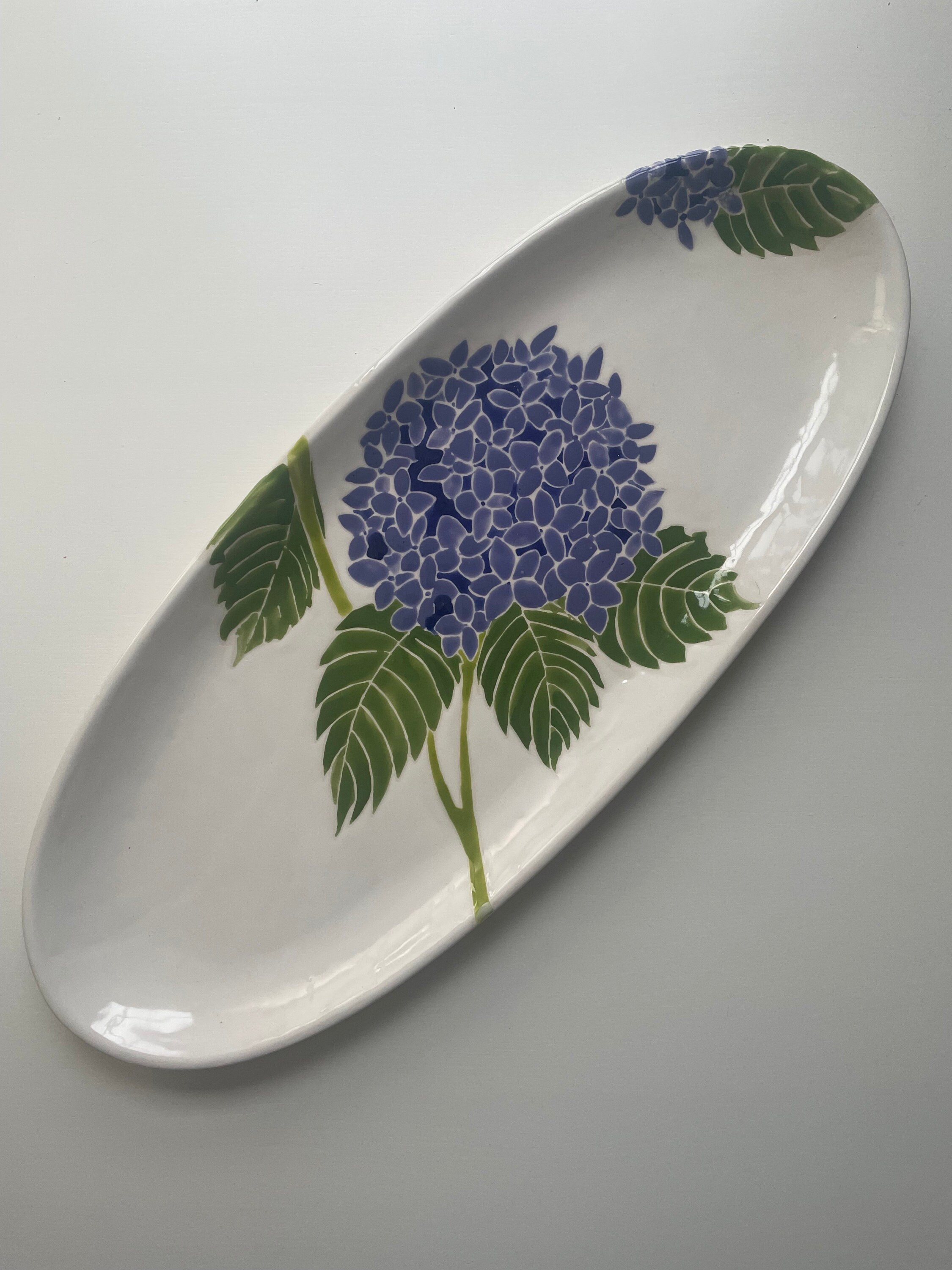 Etsy, Hydrangea Pottery, Serving Ware, Handpainted Ceramic Serving Oval ...
