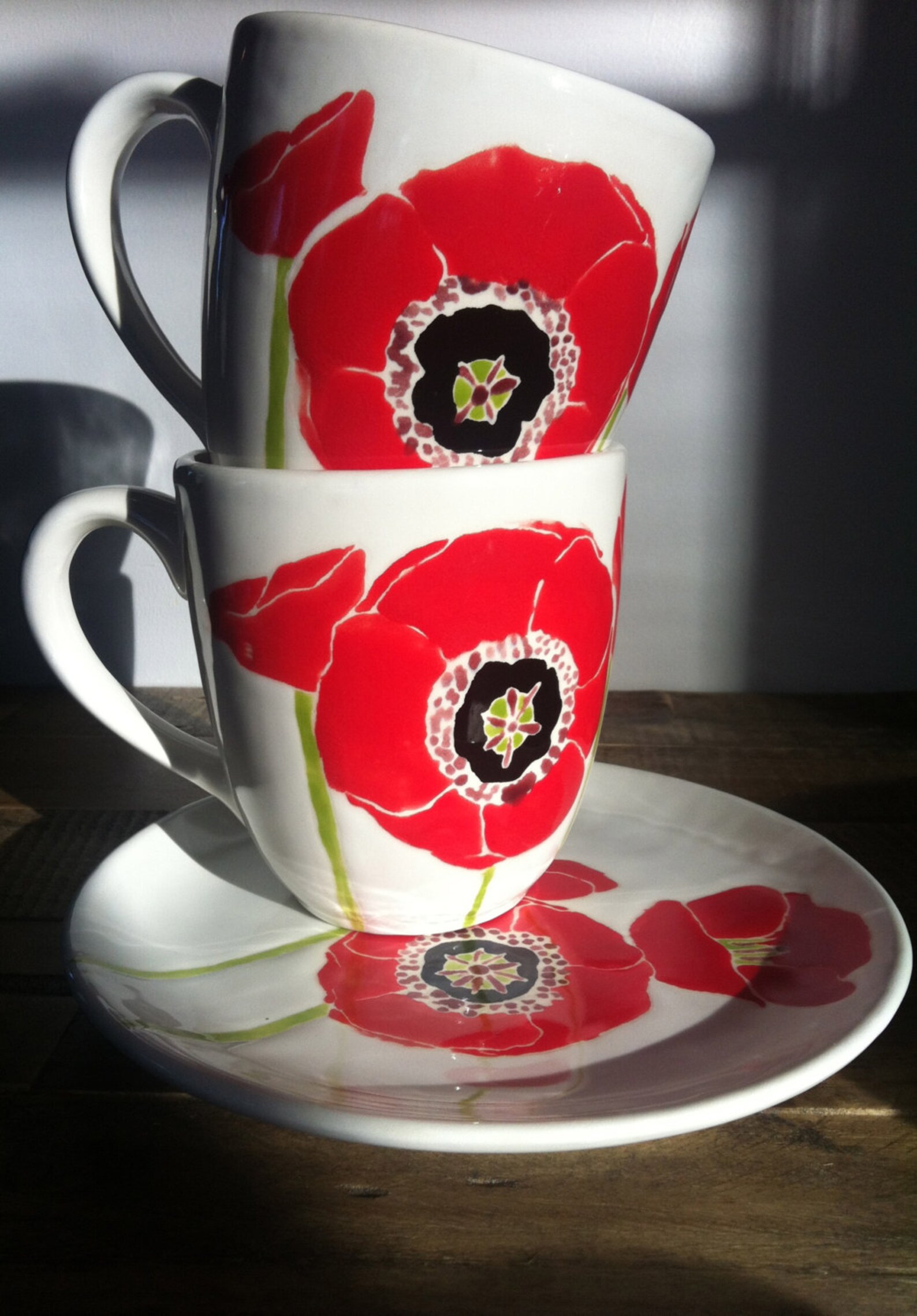Red Poppy Ceramic Coffee and Tea Mug Poppy Pottery Set of 2 - Etsy