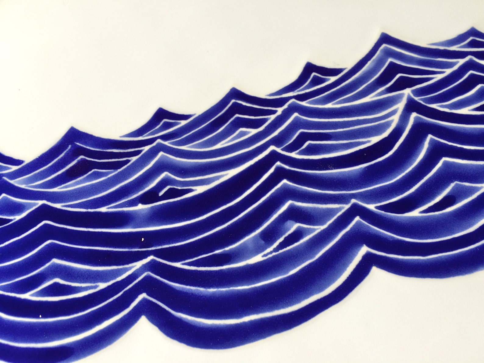 Blue Waves Beach Themed Pottery Ceramic Serving Platter - Etsy