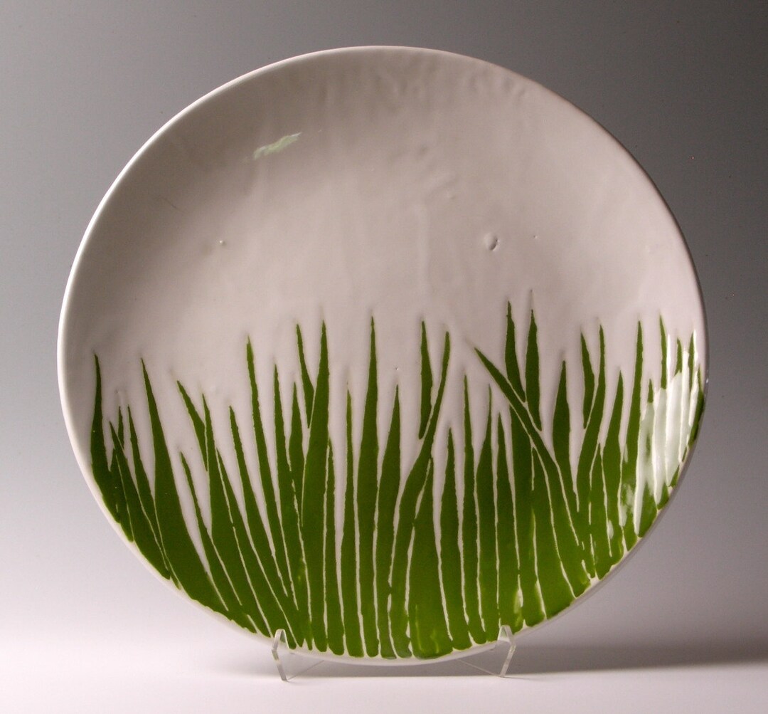 Green Grass Ceramic Round Serving Dish, Tray, Plate, Platter - Etsy