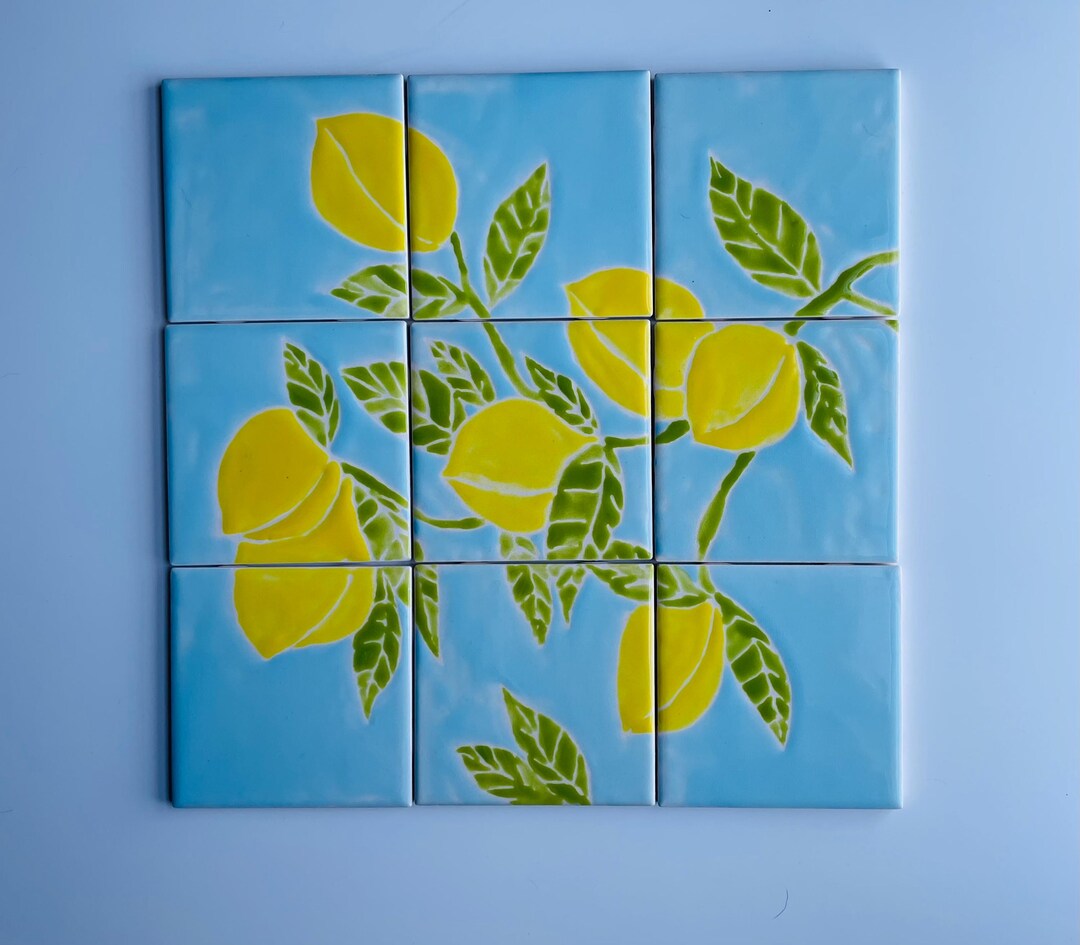 Tile Mosaic, Kitchen Backsplash, Lemon Tree, Handpainted Ceramic Tiles ...