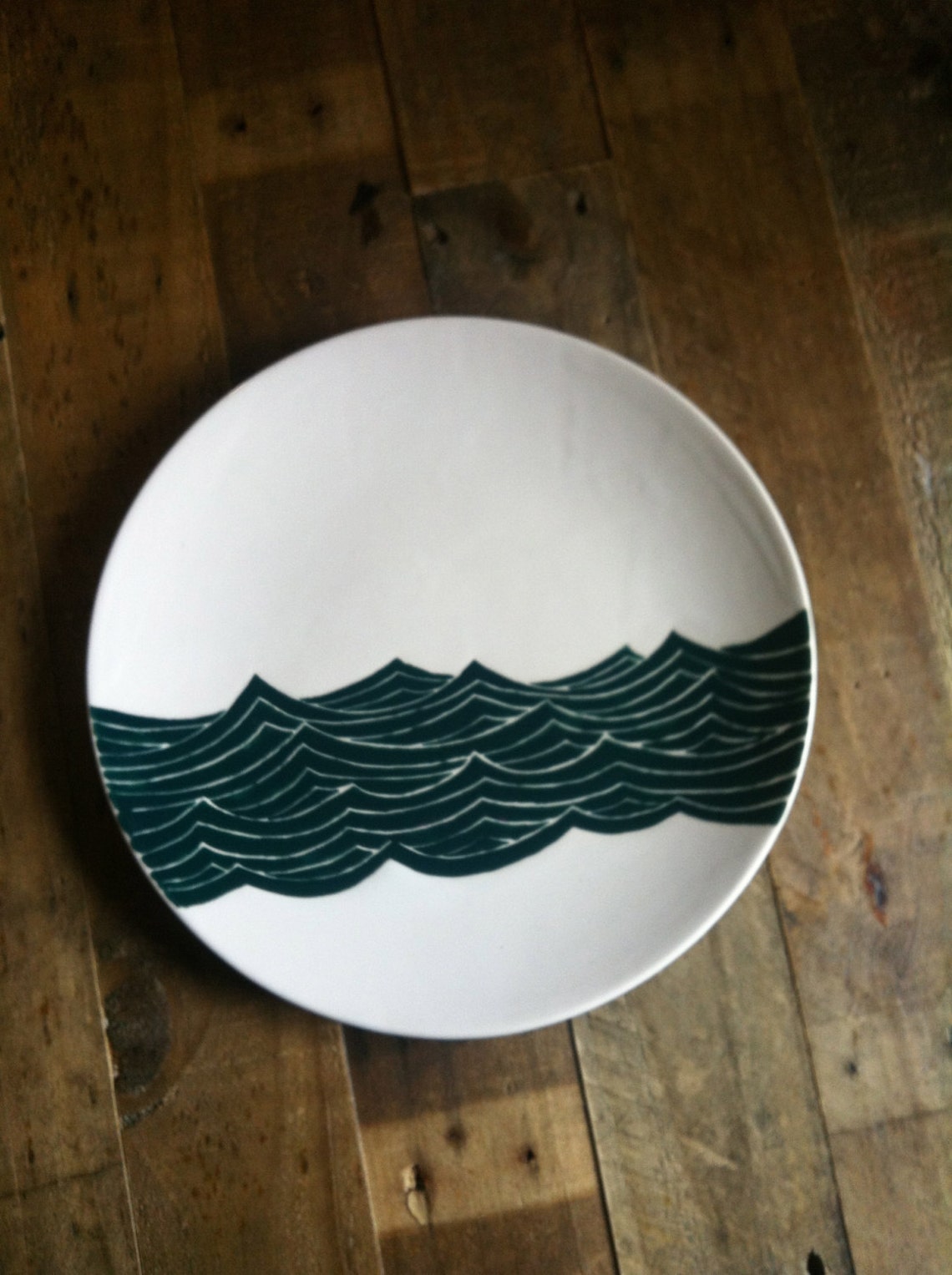 Ocean Themed Pottery, Teal Green Water, Ceramic Plate by Jessica Howard ...