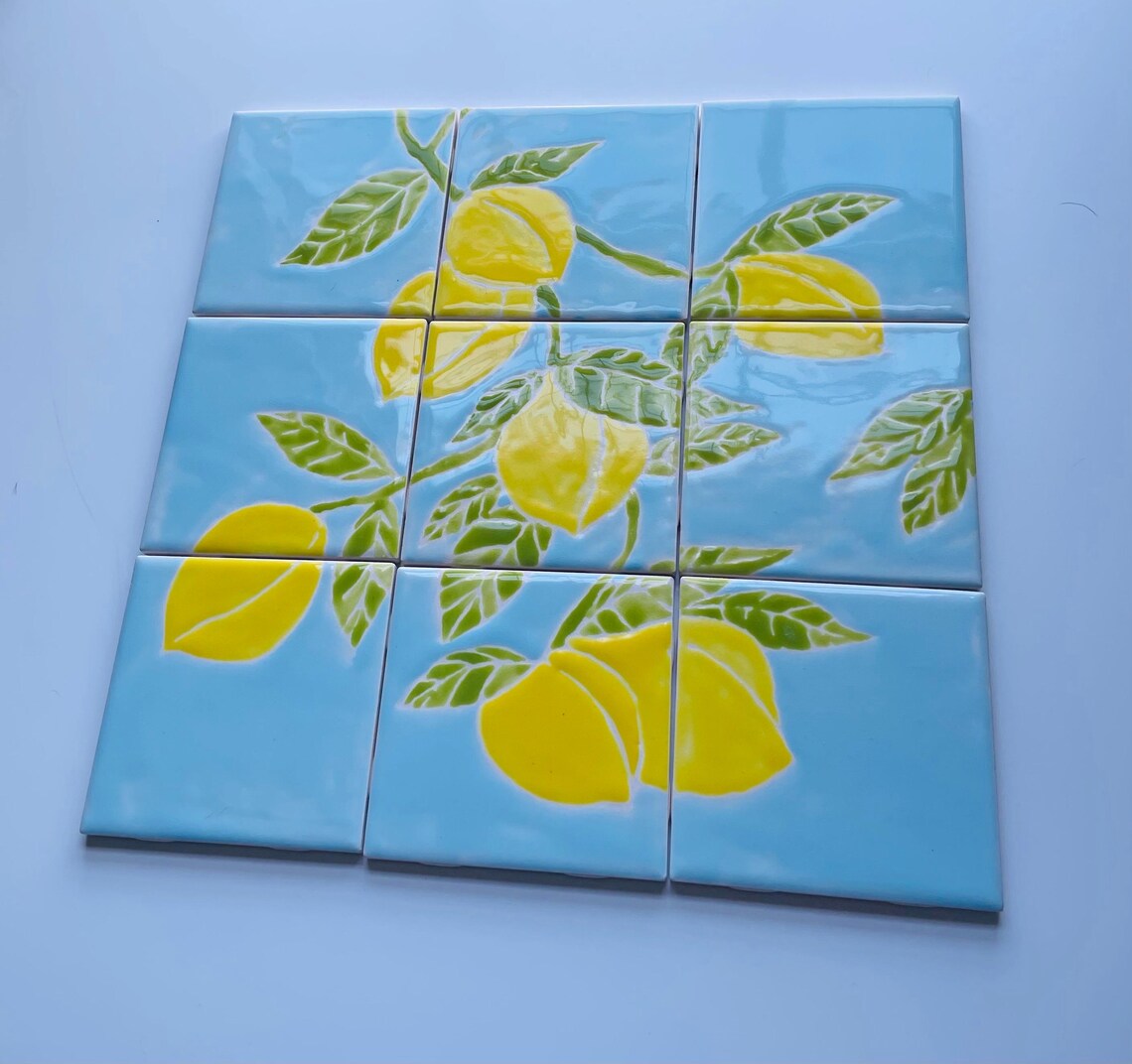 Tile Mosaic, Kitchen Backsplash, Lemon Tree, Handpainted Ceramic Tiles ...