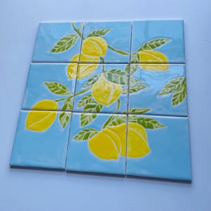 Tile Mosaic, Kitchen Backsplash, Lemon Tree, Handpainted Ceramic Tiles ...