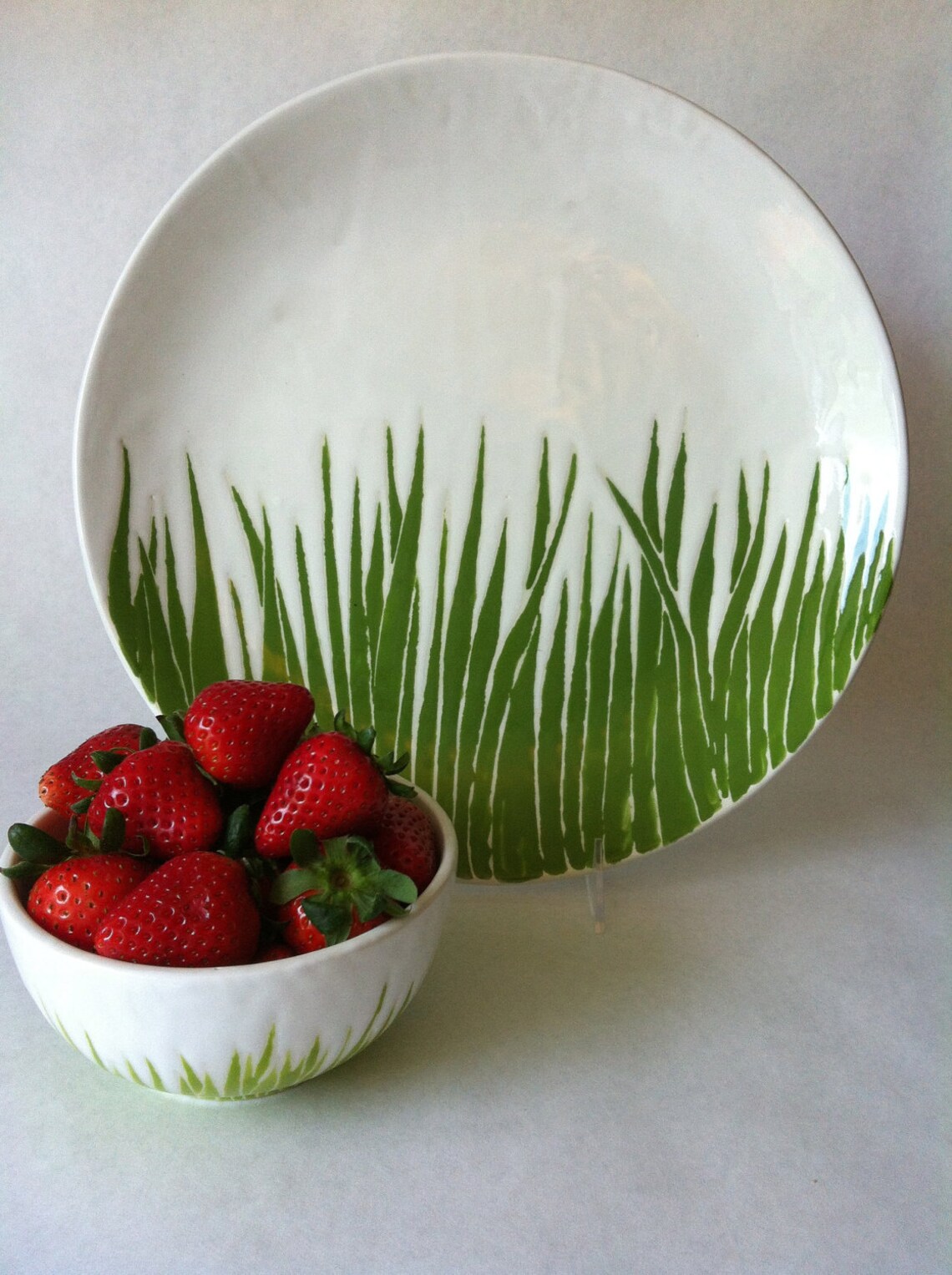 Green Grass Ceramic Round Serving Dish Tray Plate Platter - Etsy