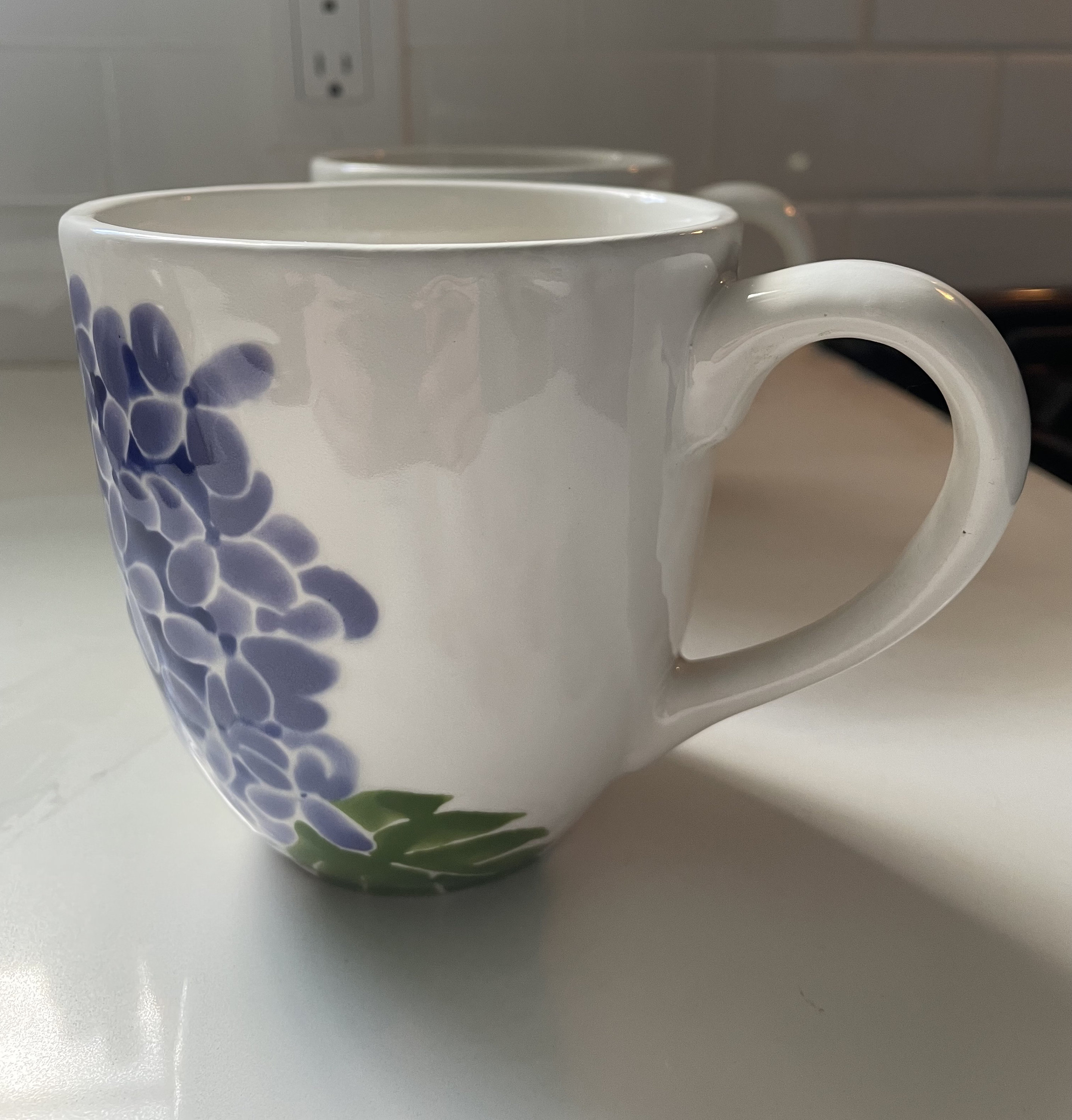 Hydrangea Pottery, Handpainted Mugs, Blue, White and Green - Etsy