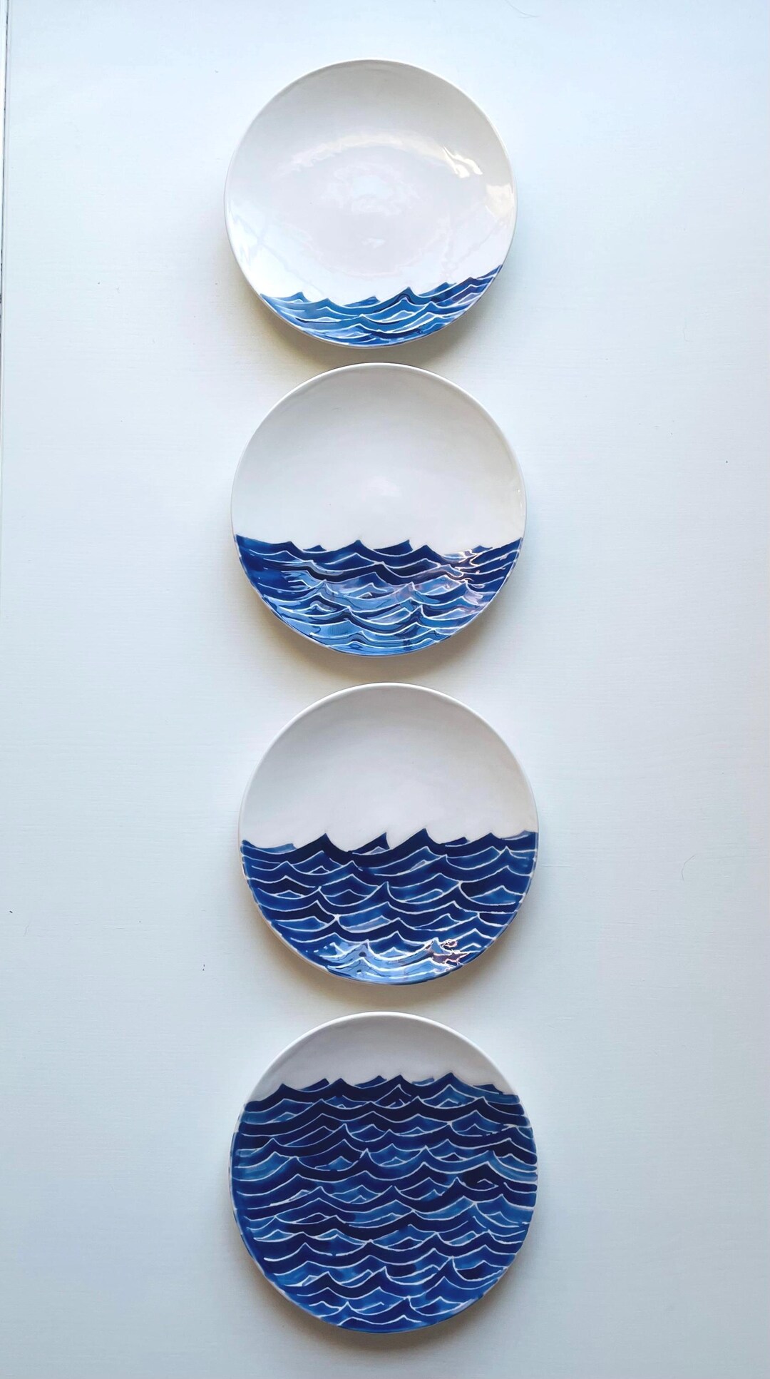 Coastal Dessert Plates, Set of Six Ceramic Ocean, Sea, Sound, Water ...