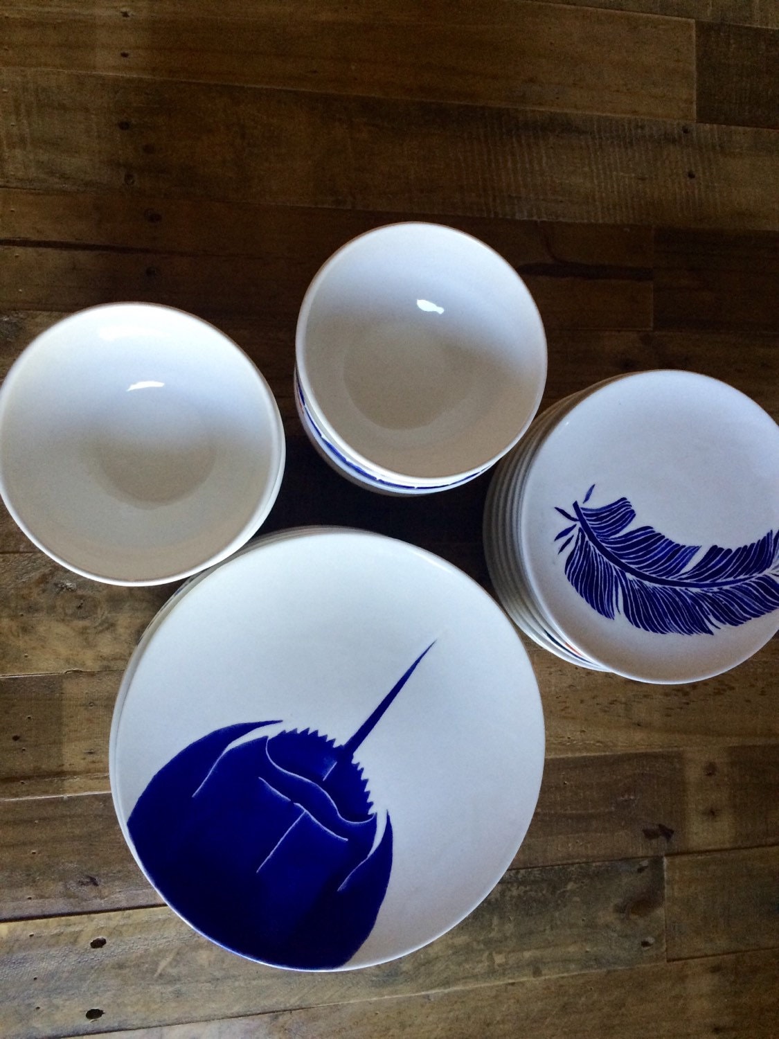 Dinner Set for 8 Dinner Set Nautical Pottery. 24 Pieces. - Etsy