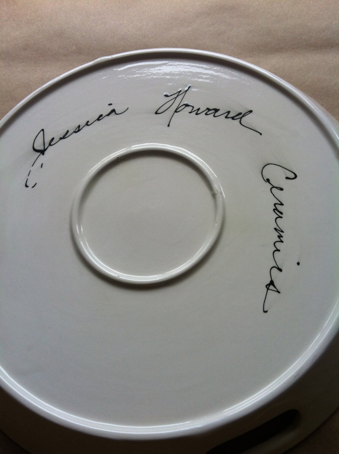 Extra Large Round Ceramic Serving Tray With Handles in Blue | Etsy