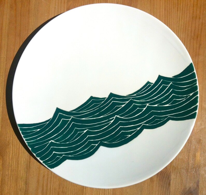 Ocean Themed Pottery, Teal Green Water, Ceramic Plate by Jessica Howard ...