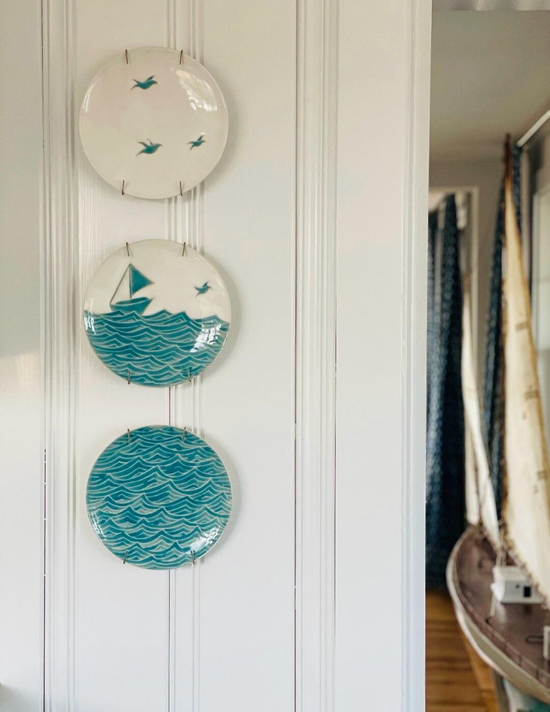 As Seen on HGTV Farmhouse Fixer Mosaic Boat Scene Plate Wall Dishes ...