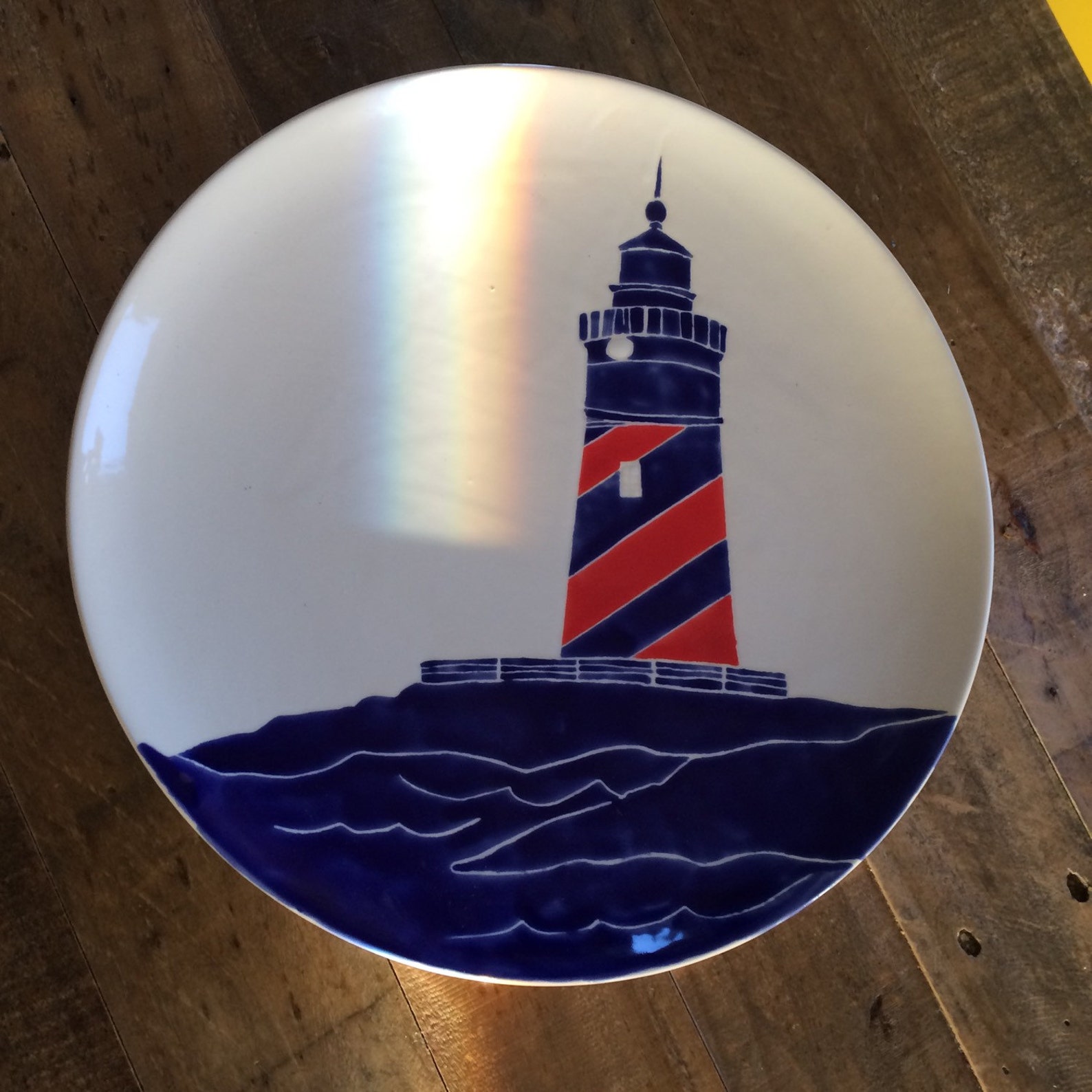 Sold out Light house pottery blue and red lighthouse ceramic | Etsy