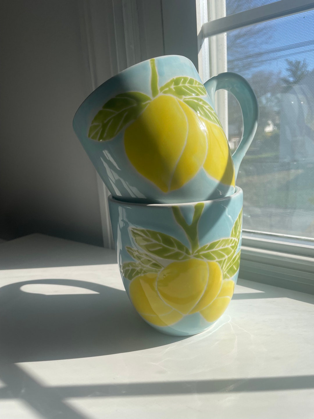 Etsy, Lemon Mugs, Lemon Branch, 20 Ounce, Large Mugs - Etsy