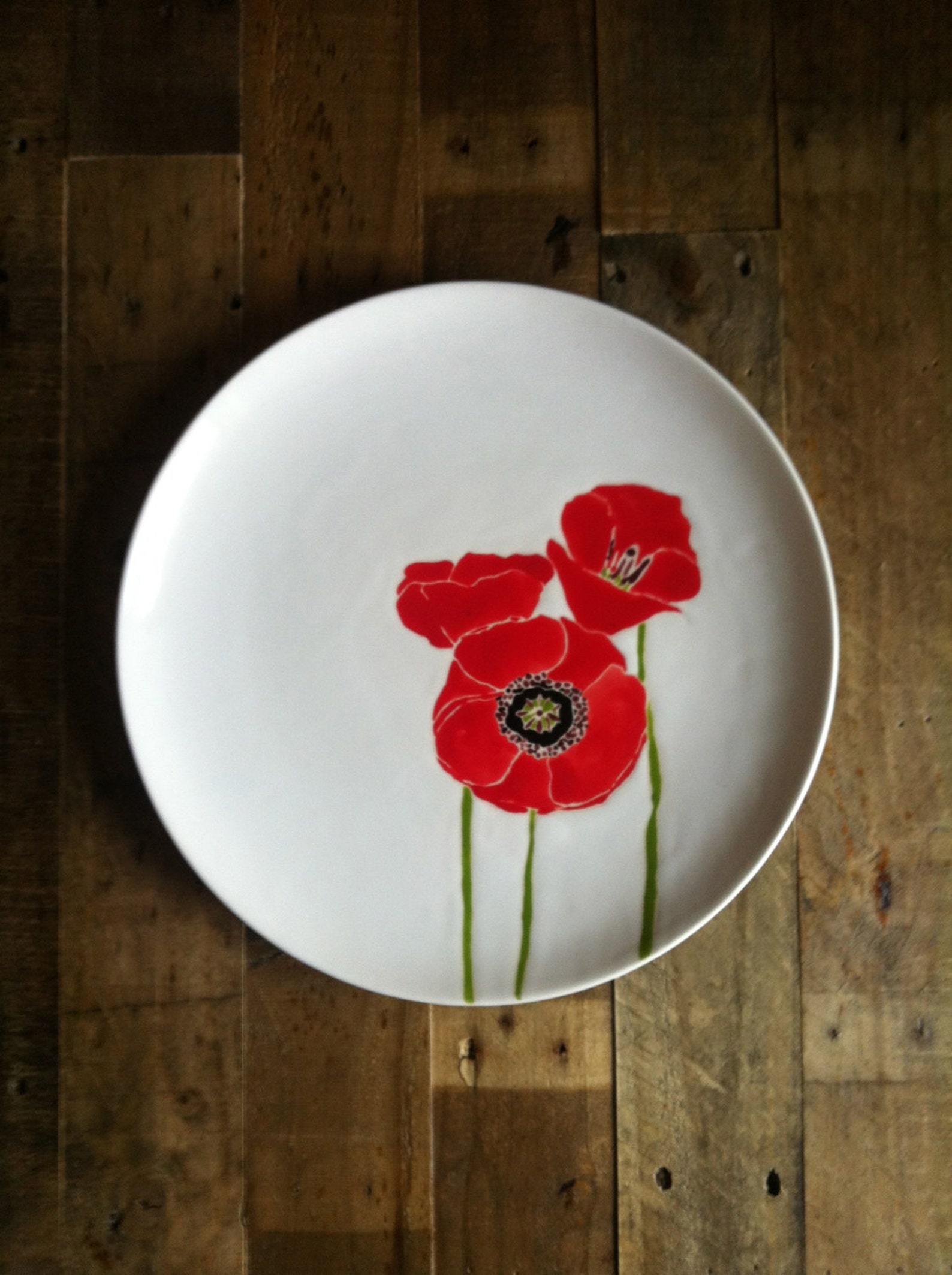 Red Poppies Round Ceramic Serving Platter,tray,plate by Jessica Howard ...