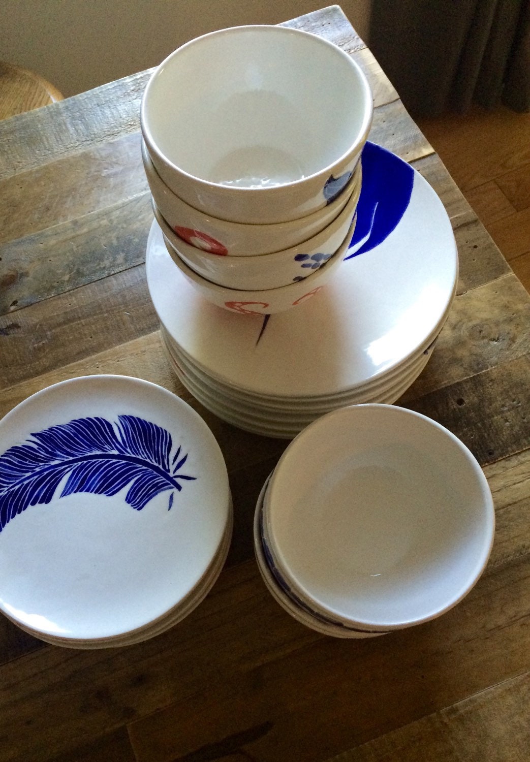 Dinner Set for 8 Dinner Set Nautical Pottery. 24 Pieces. - Etsy