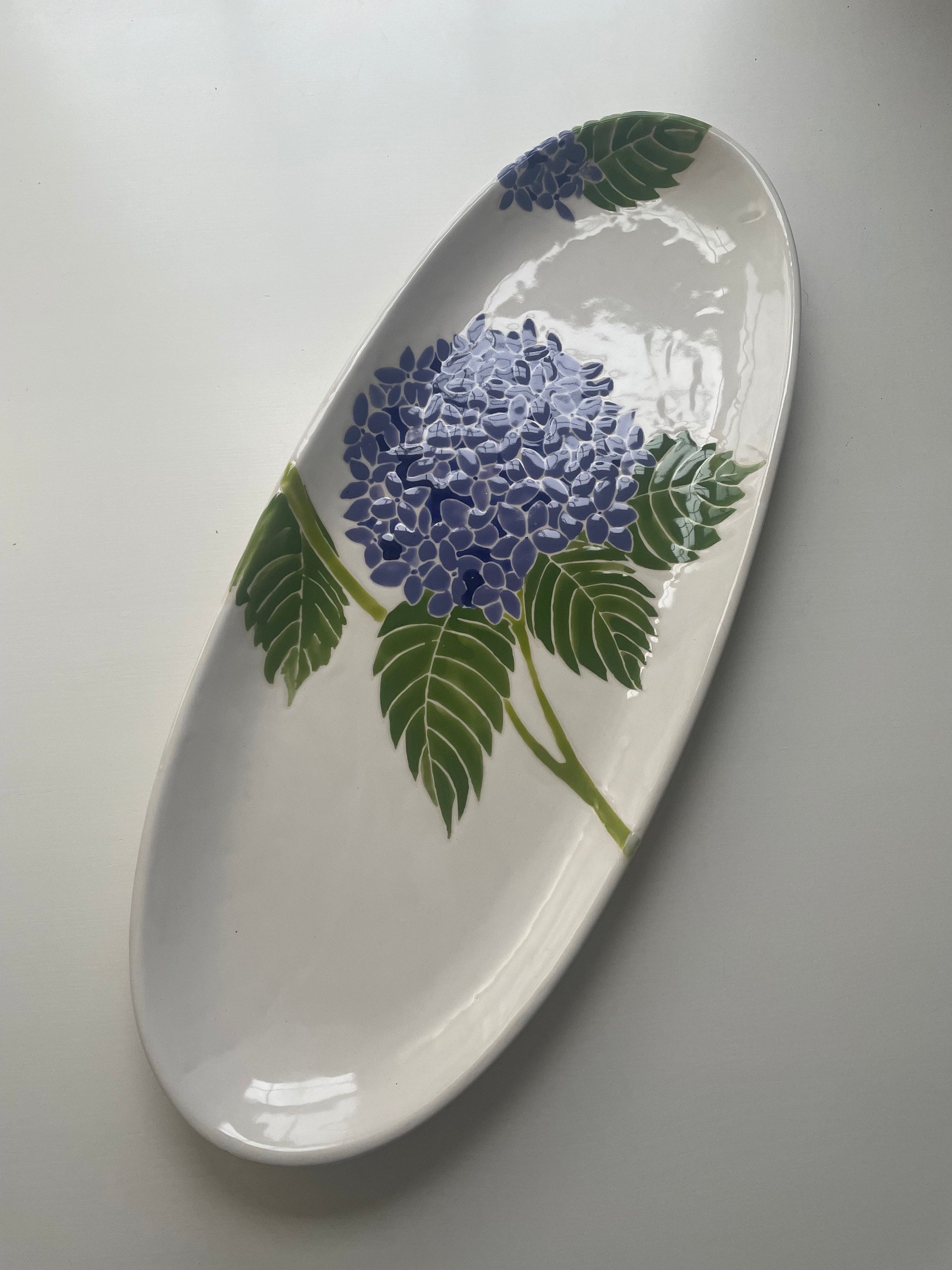 Etsy, Hydrangea Pottery, Serving Ware, Handpainted Ceramic Serving Oval ...