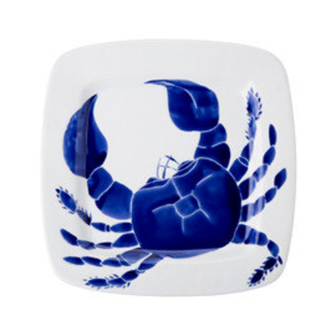 Large Square Navy Blue Ceramic Crab Serving Platter, Dish, Tray by ...