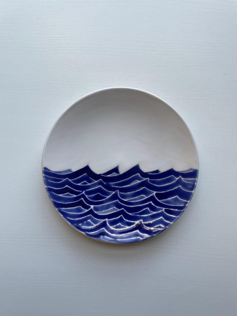 Coastal Dessert Plates, Set of Six Ceramic Ocean, Sea, Sound, Water ...