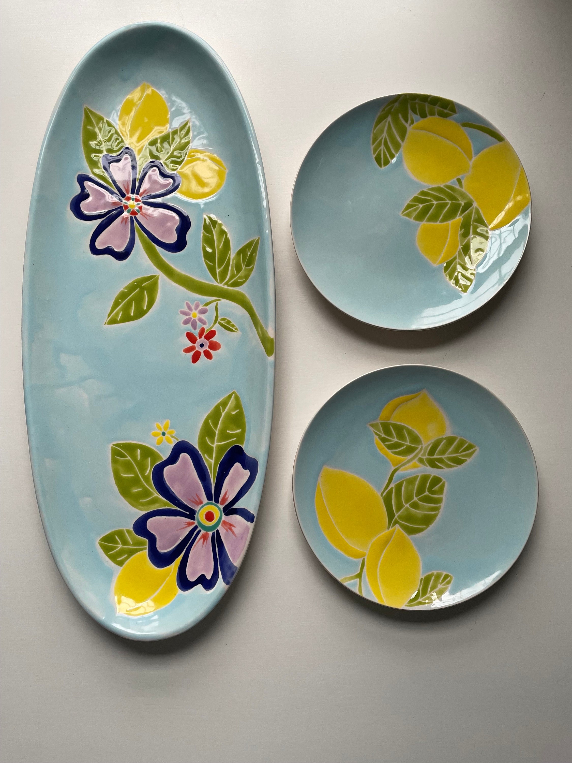 Etsy, Lemon Tree, Hand Painted Ceramic Plates - Etsy