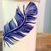 Utensil Holder, Blue Feather Ceramic Utensil Holder - Etsy