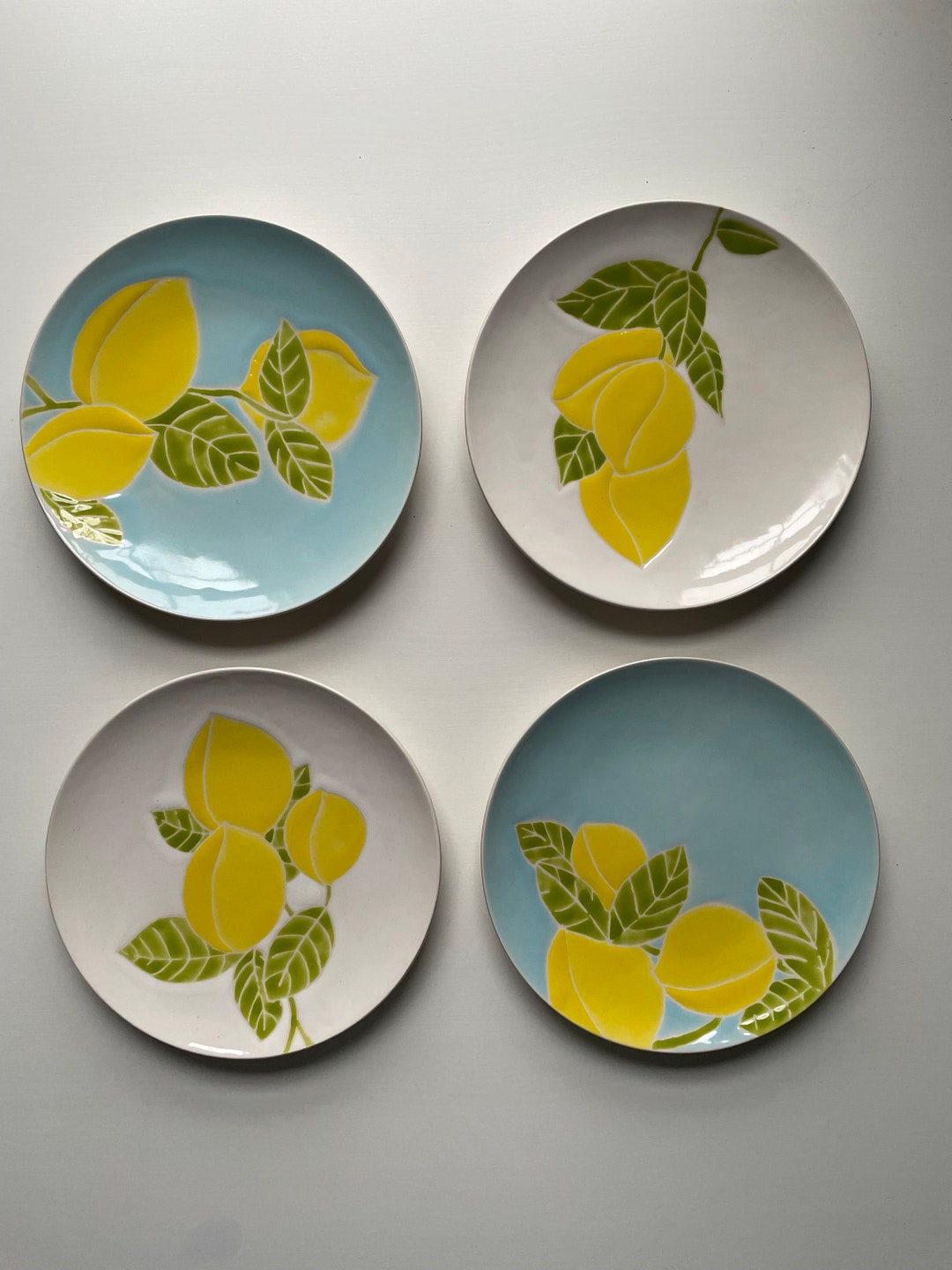 Etsy, Lemon Tree, Hand Painted Ceramic Plates - Etsy