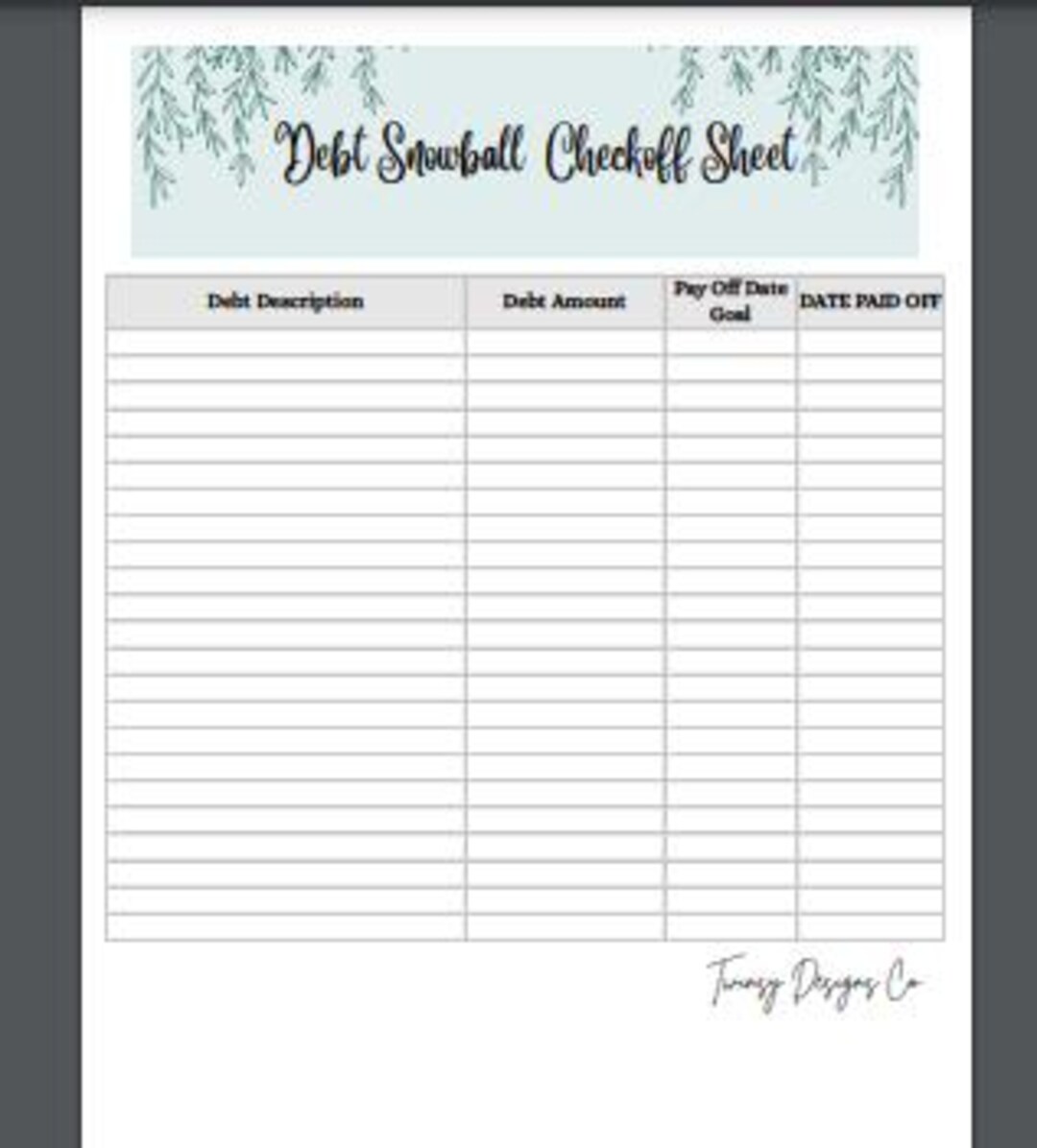 Debt Snowball Sheet - Etsy