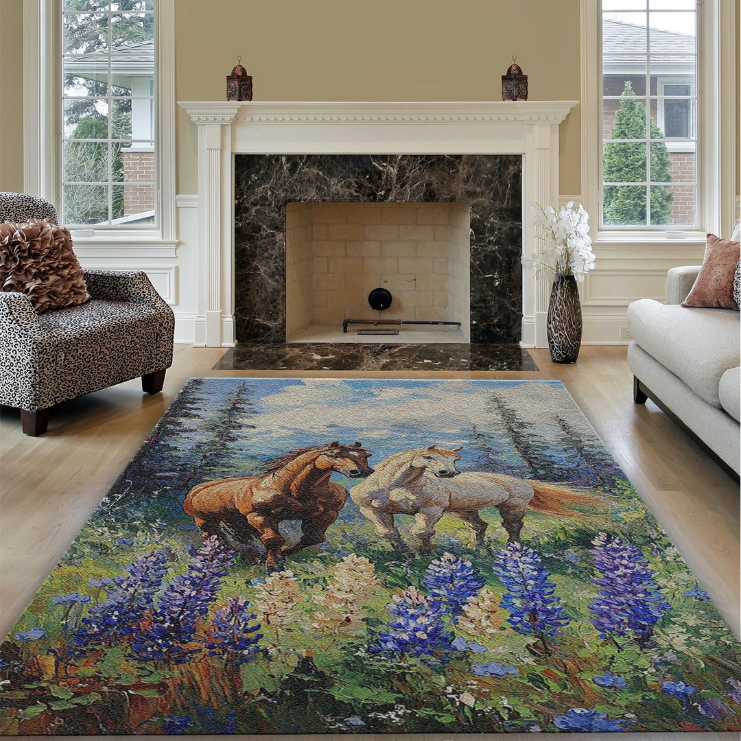 Horse Area Rug, Horse Mat, Horse Art Carpet, Foal Runner,animal Themed ...