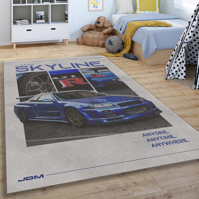 Nissan R35 Rug , Retro Car Rug, Sports Car Print Rug, Gift for Car ...