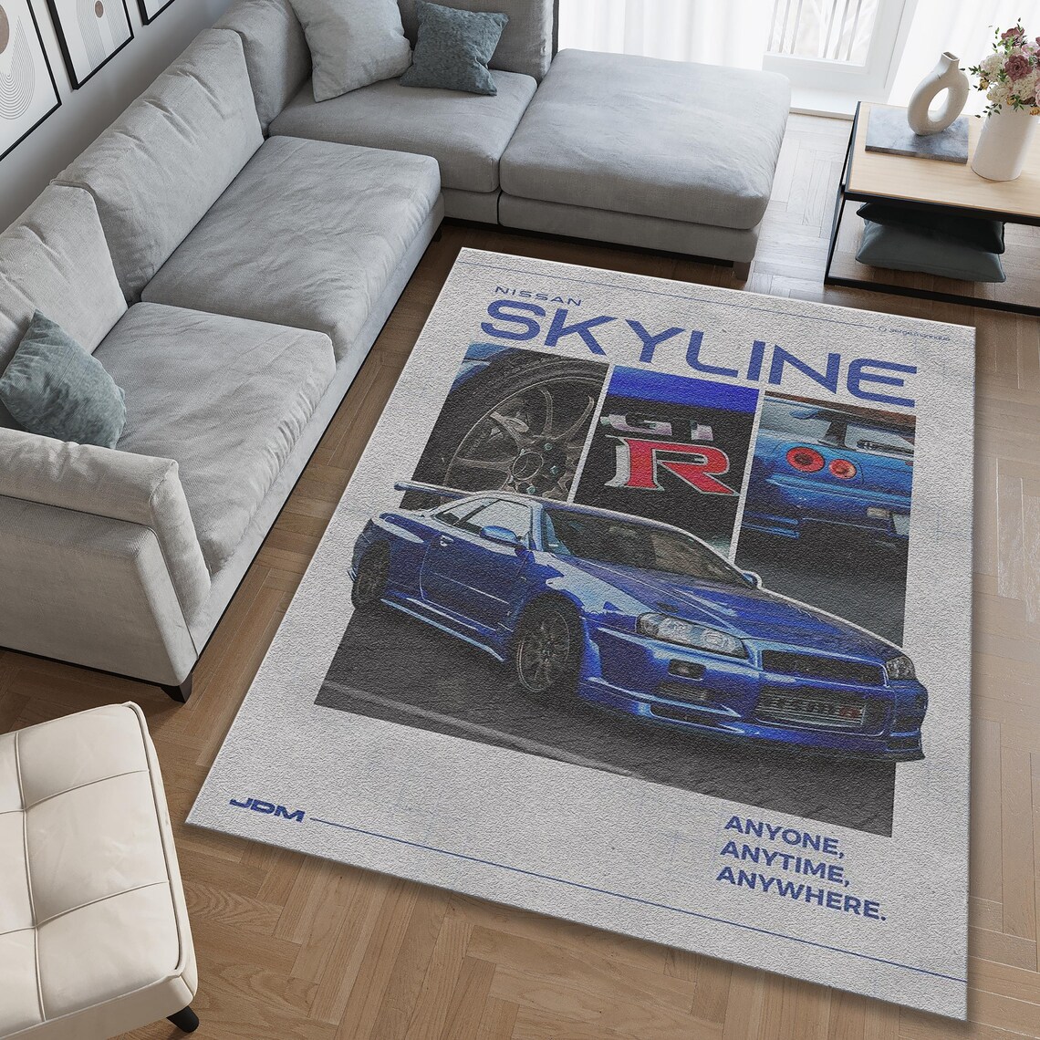 Nissan R35 Rug , Retro Car Rug, Sports Car Print Rug, Gift for Car ...