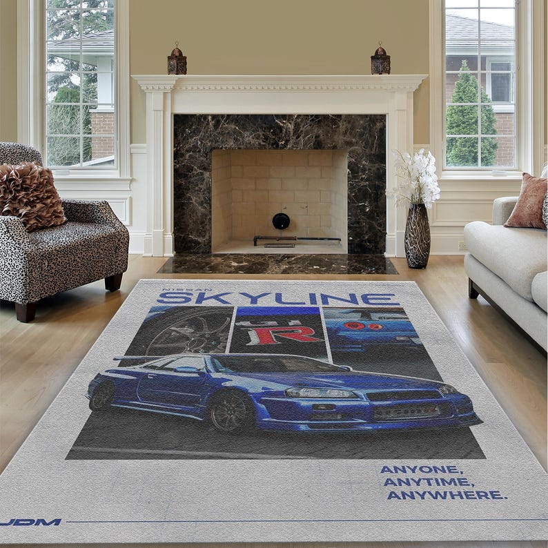 Nissan R35 Rug , Retro Car Rug, Sports Car Print Rug, Gift for Car ...