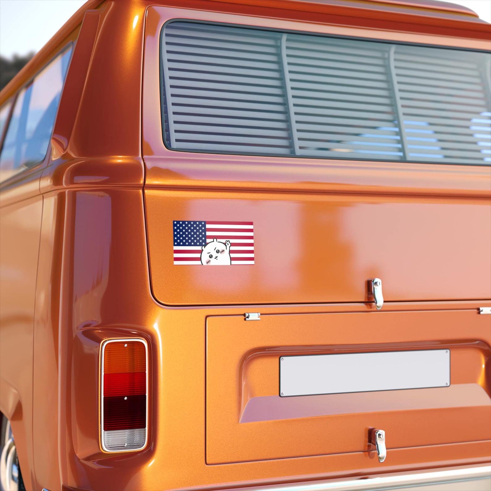 Kawaii USA Flag Bumper Sticker Chiikawa Cute Waving Bear, Funny ...