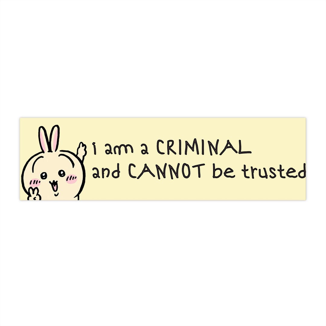 Usagi Chiikawa Funny Bunny Criminal Bumper Stickers, Cute Car Decor ...