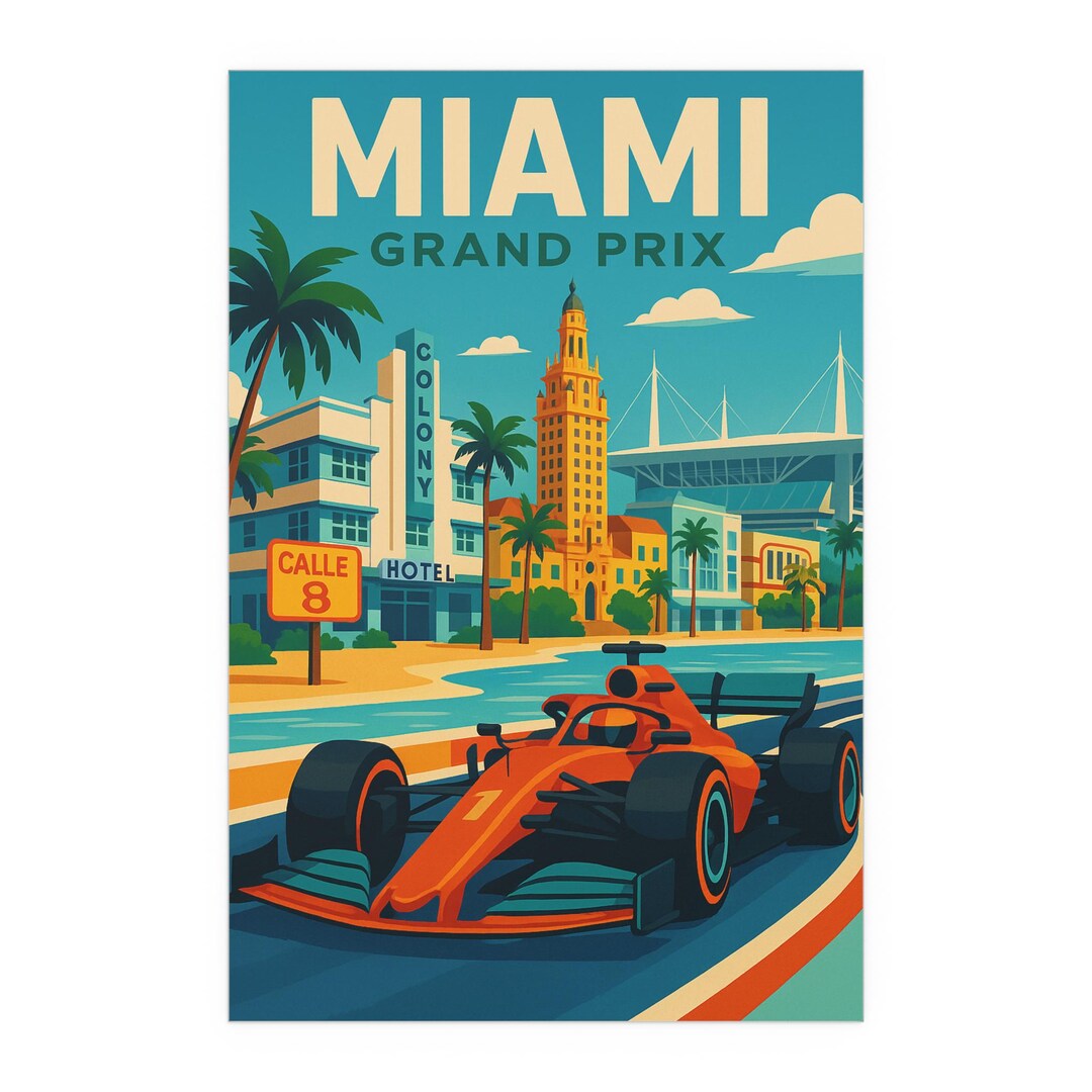 Miami Grand Prix Art Print | F1 Racing Poster - Etsy