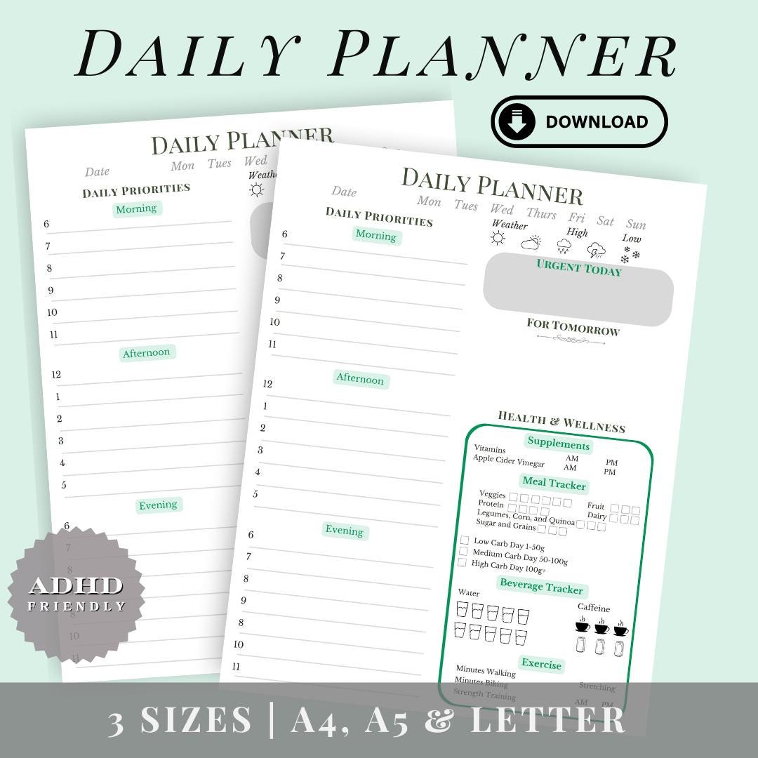 Time Block Planner Printable Daily ADHD Planner Printable Hourly Time ...