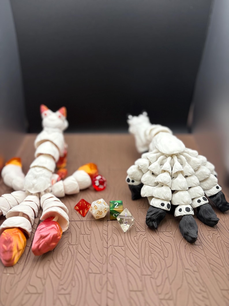 Articulated Kitsune Figure - 3D Printed Nine or Five-tailed Fox Flexi ...