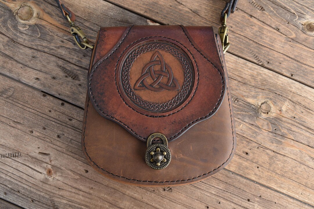 The Brigid: Trinity Knot Cossbody Leather Purse Small Day Bag - Etsy