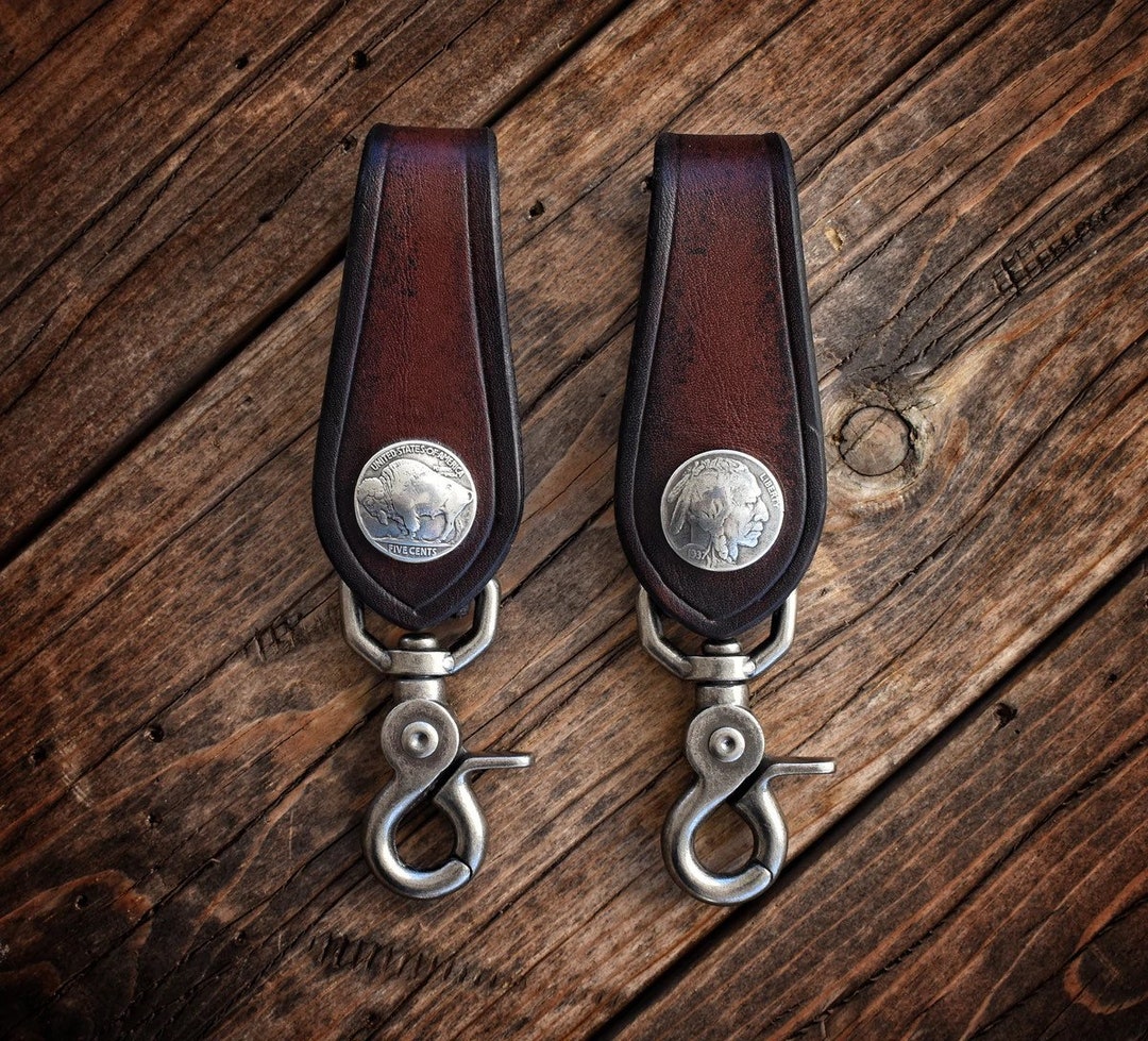 Buffalo Nickel Leather Key Fob, Wickett & Craig English Bridle - Etsy