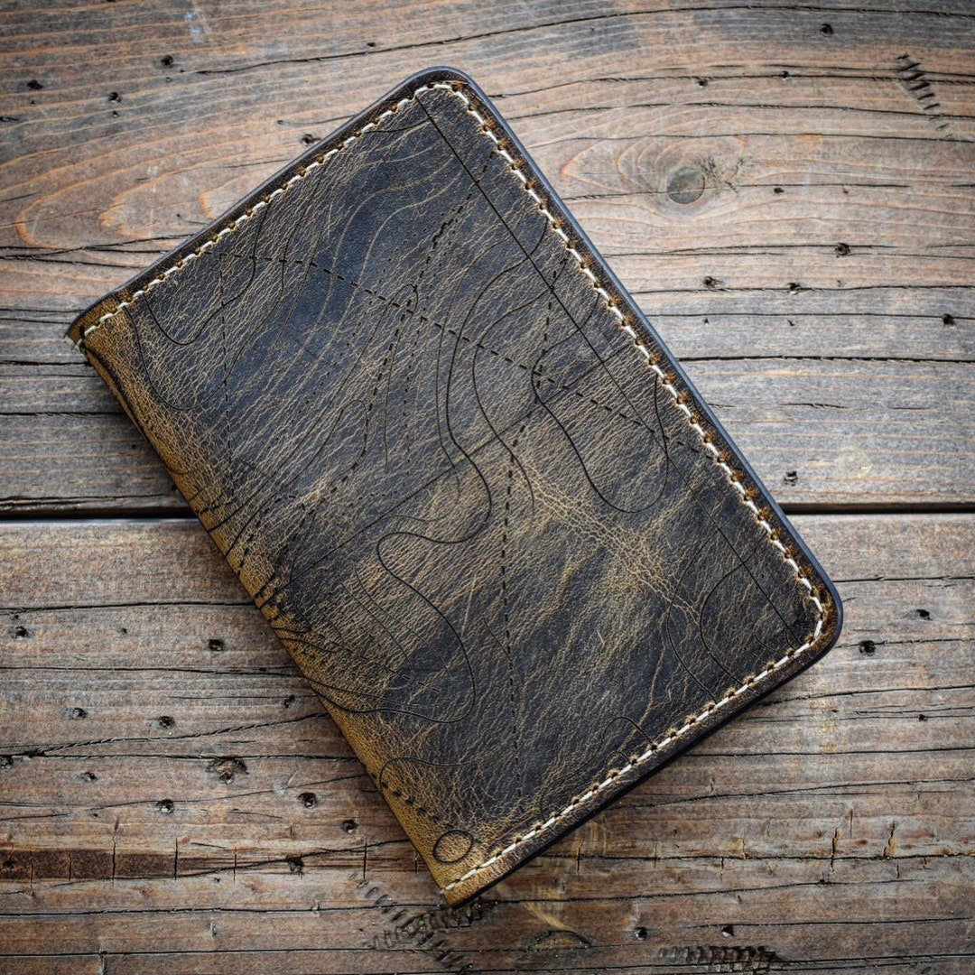 Topographic Map Leather Field Notes Cover, Passport Travel Wallet. - Etsy