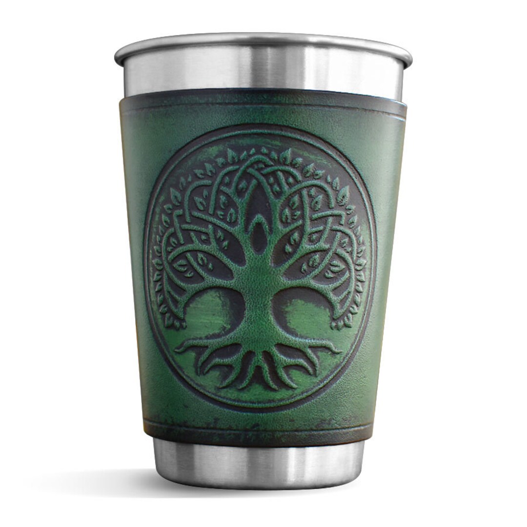 Leather Wrapped Pint - TREE OF LIFE - Etsy