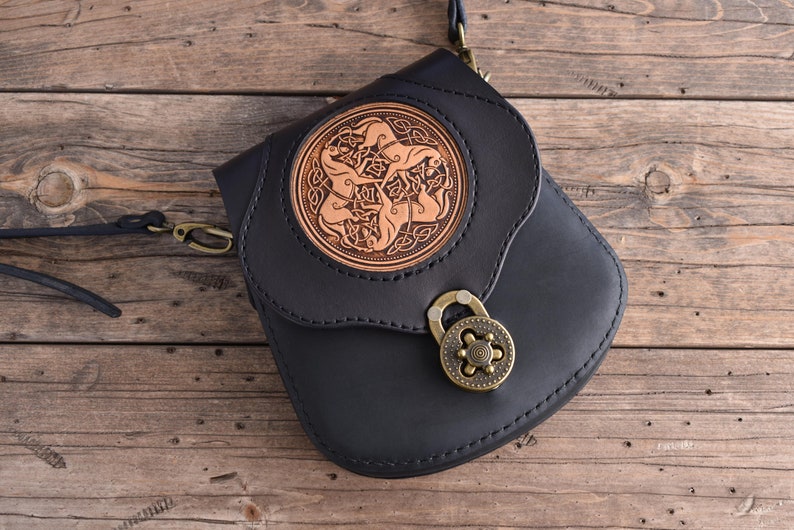 The Brigid: Celtic Horses Cossbody Leather Purse Small Day Bag - Etsy