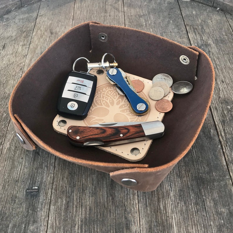 Leather Valet Tray Leather Catch All Custom Leather Tray | Etsy