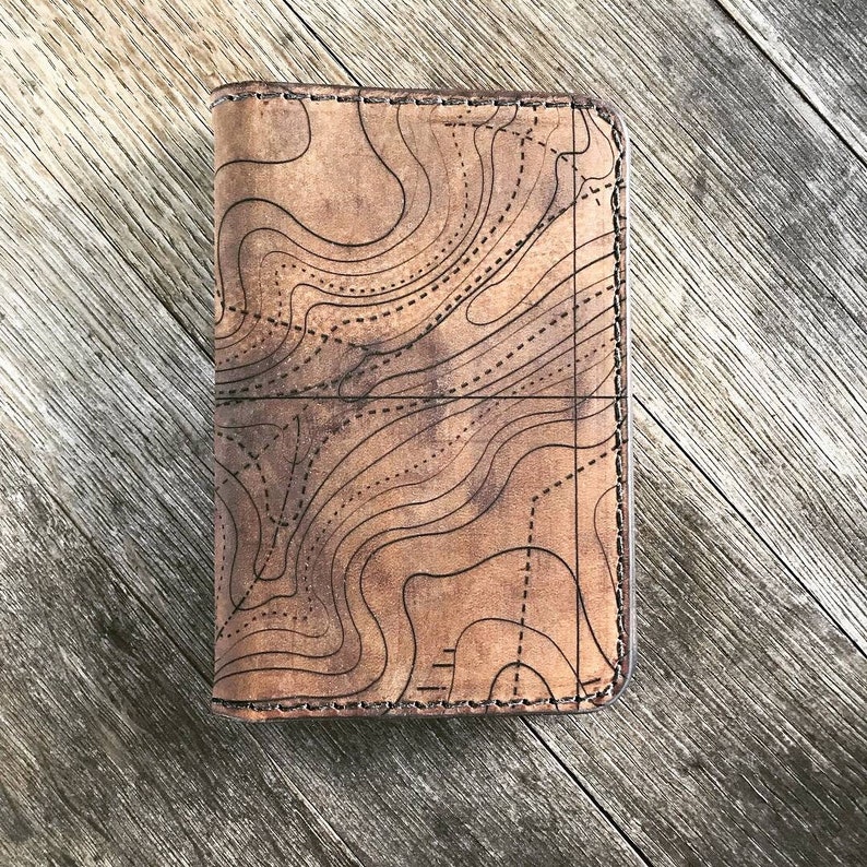 Topographic Map Leather Field Notes Cover Passport Travel | Etsy
