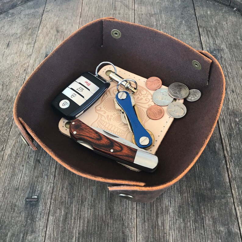 Leather Valet Tray, Leather Catch All, Custom Leather Tray - SUGAR ...