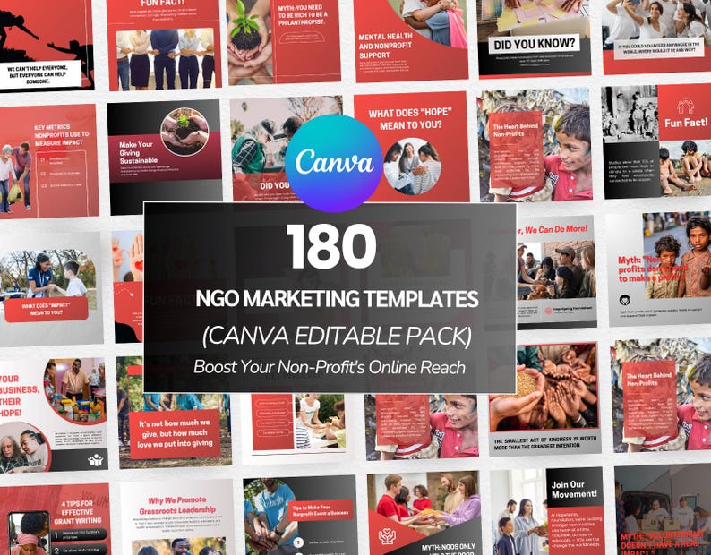 180 NGO Canva Templates, Social Media Marketing (digital Download) - Etsy
